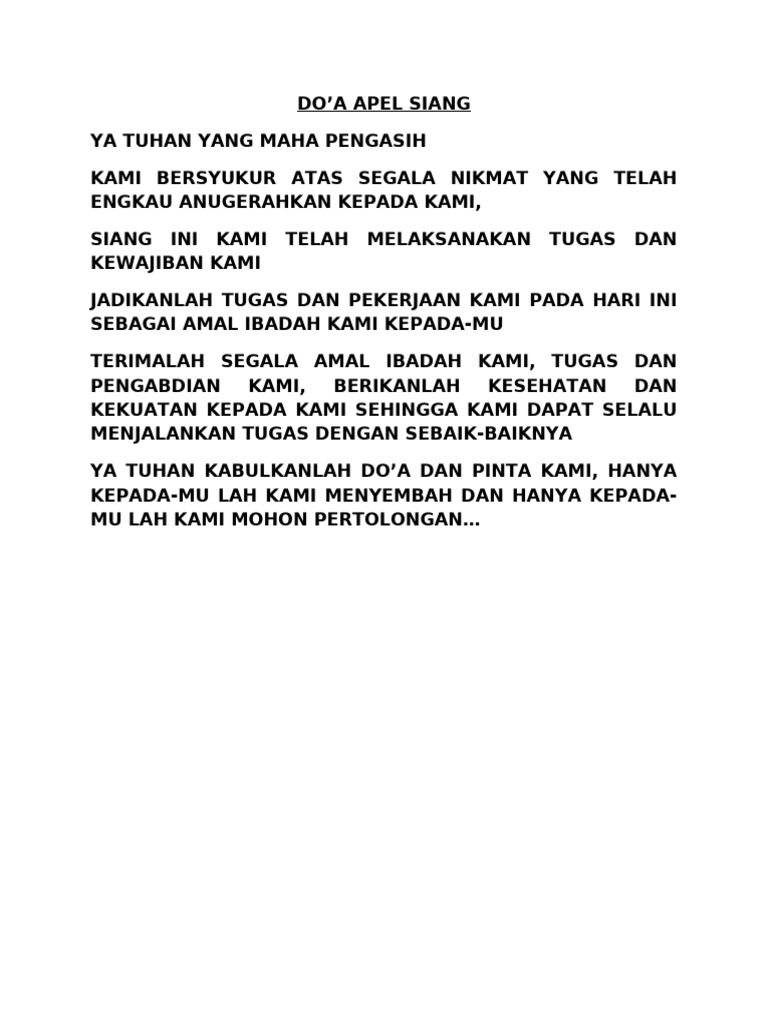 Doa Apel | PDF