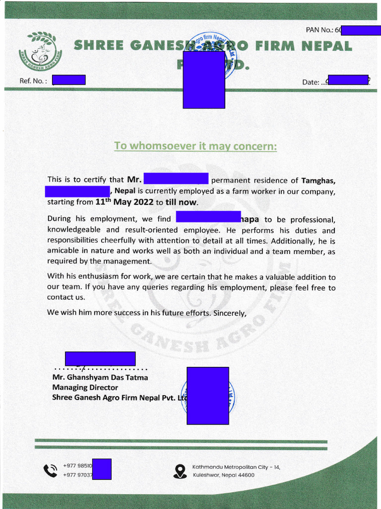 Work Experience Certificate Sample | PDF