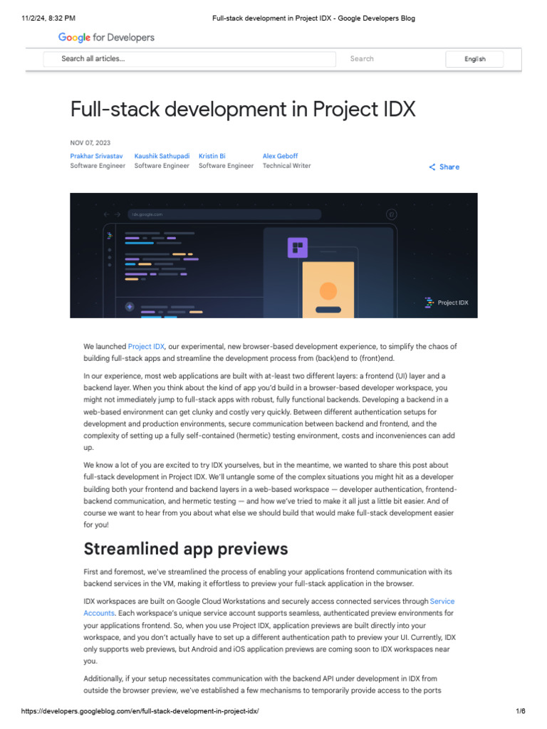Full-stack development in Project IDX - Google Developers Blog | PDF | Ajax (Programming ...