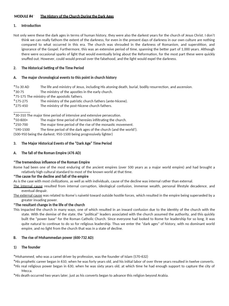 Church History in the Dark Ages | PDF | Monasticism | Eastern Orthodox ...