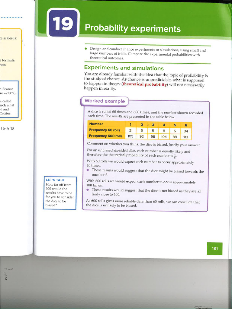 Y8 Chapter 19 - Probability experiments | PDF