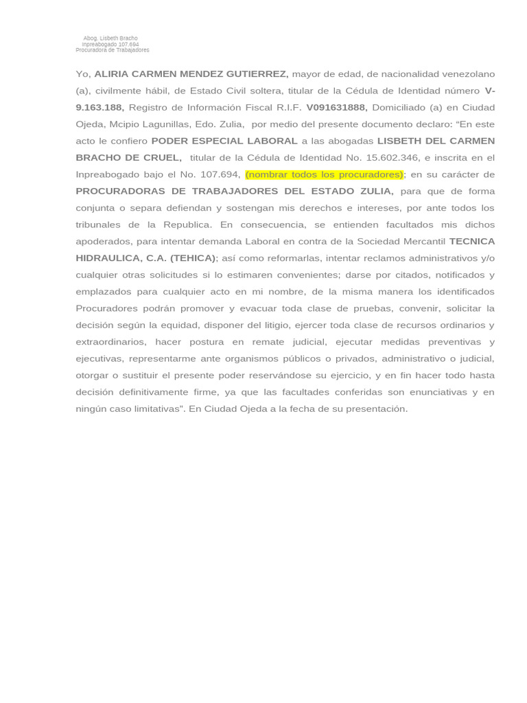 Poder para Notaria | PDF