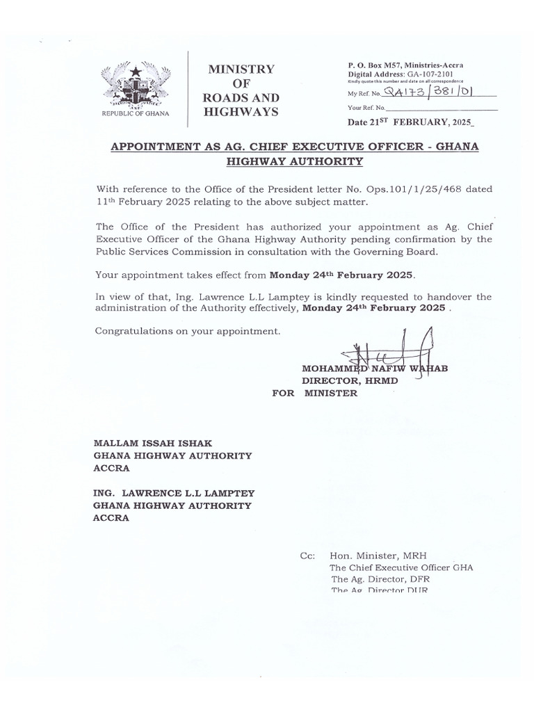 Appointmen GHA CEO | PDF