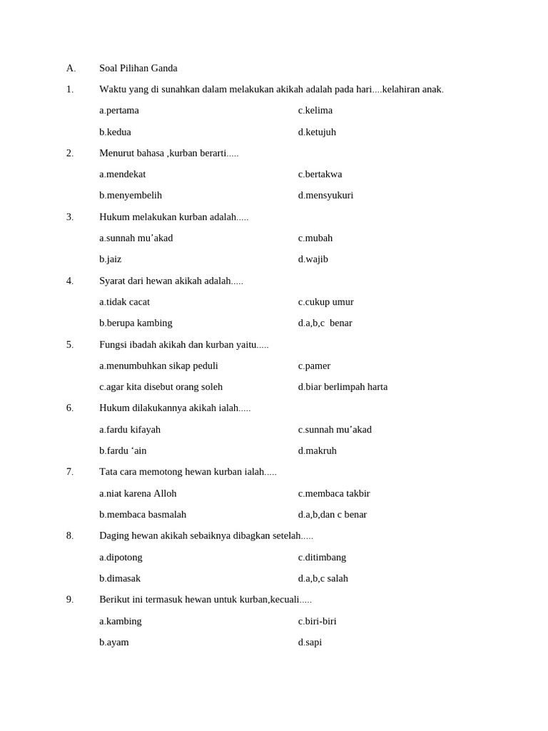 Soal Fiqih Kelas XI | PDF