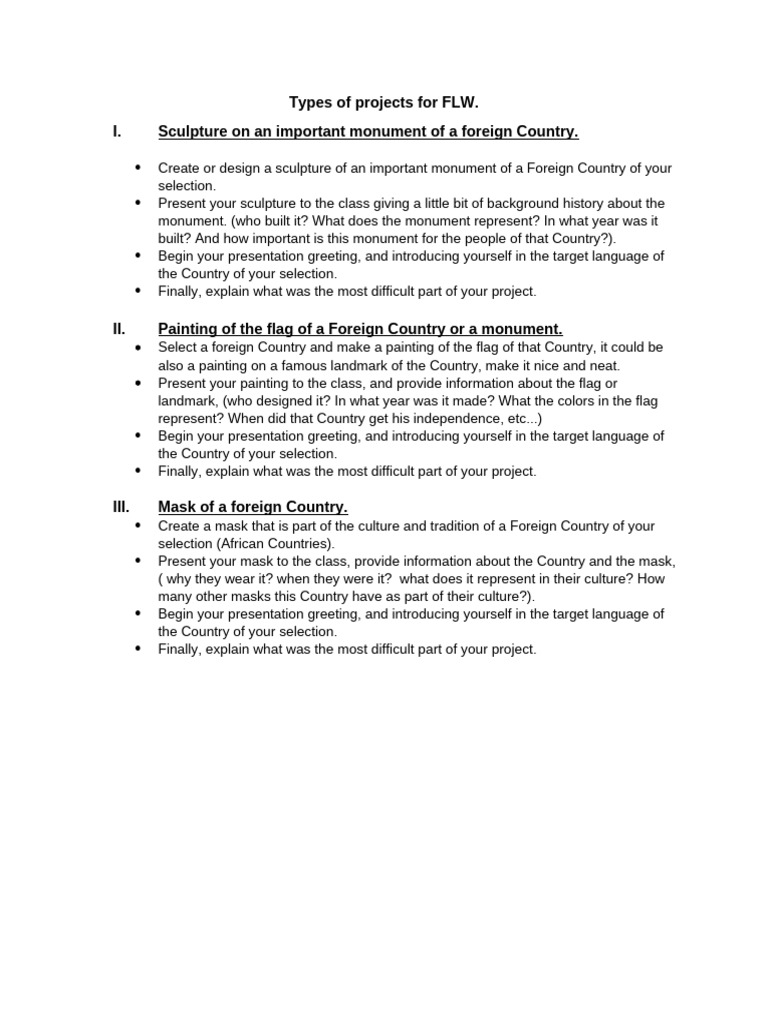 Types of Projects For FLW | PDF