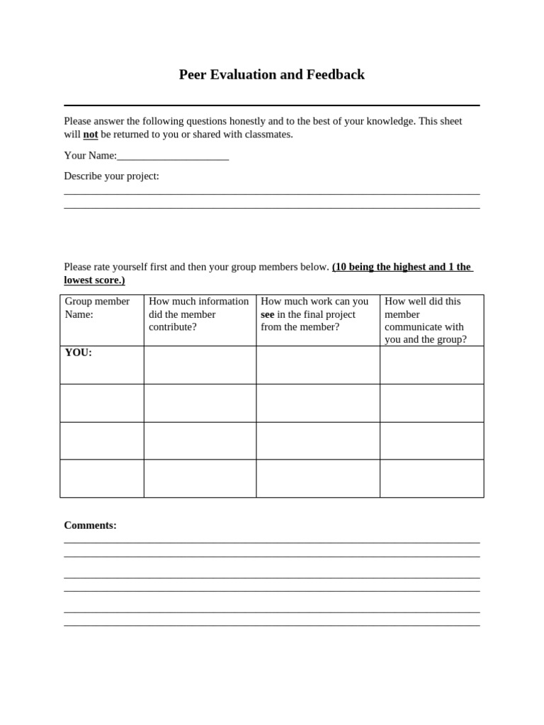 PeerEvaluationSheet Com MNurseLT | PDF