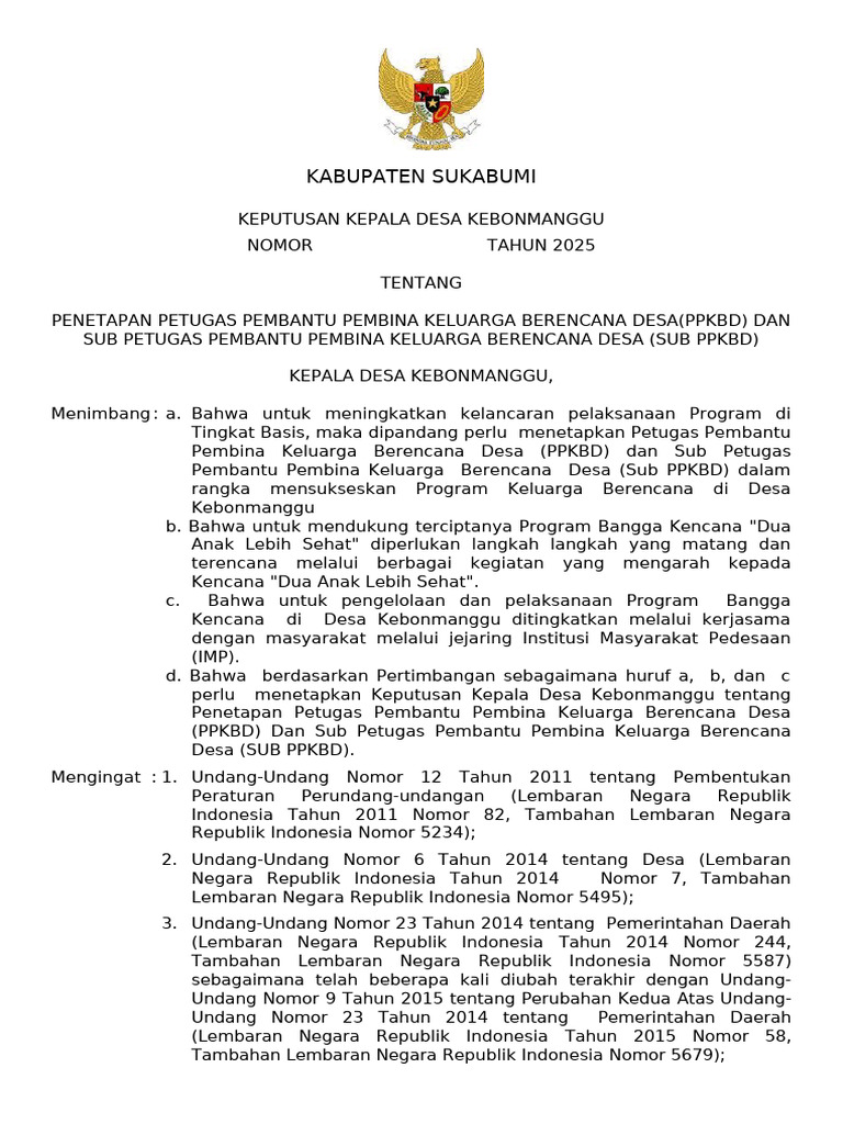SK PPKBD Dan Sub PPKBD DS Kebonmanggu Ok | PDF