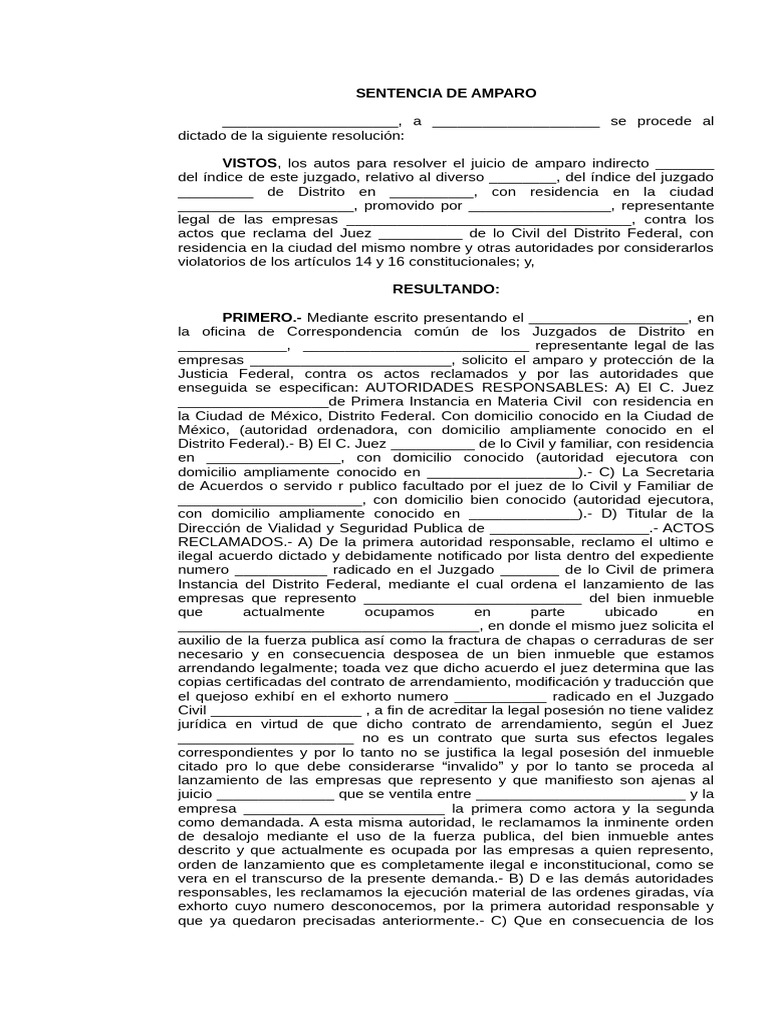 SENTENCIA AMPARO | PDF | Caso de ley | Ley procesal