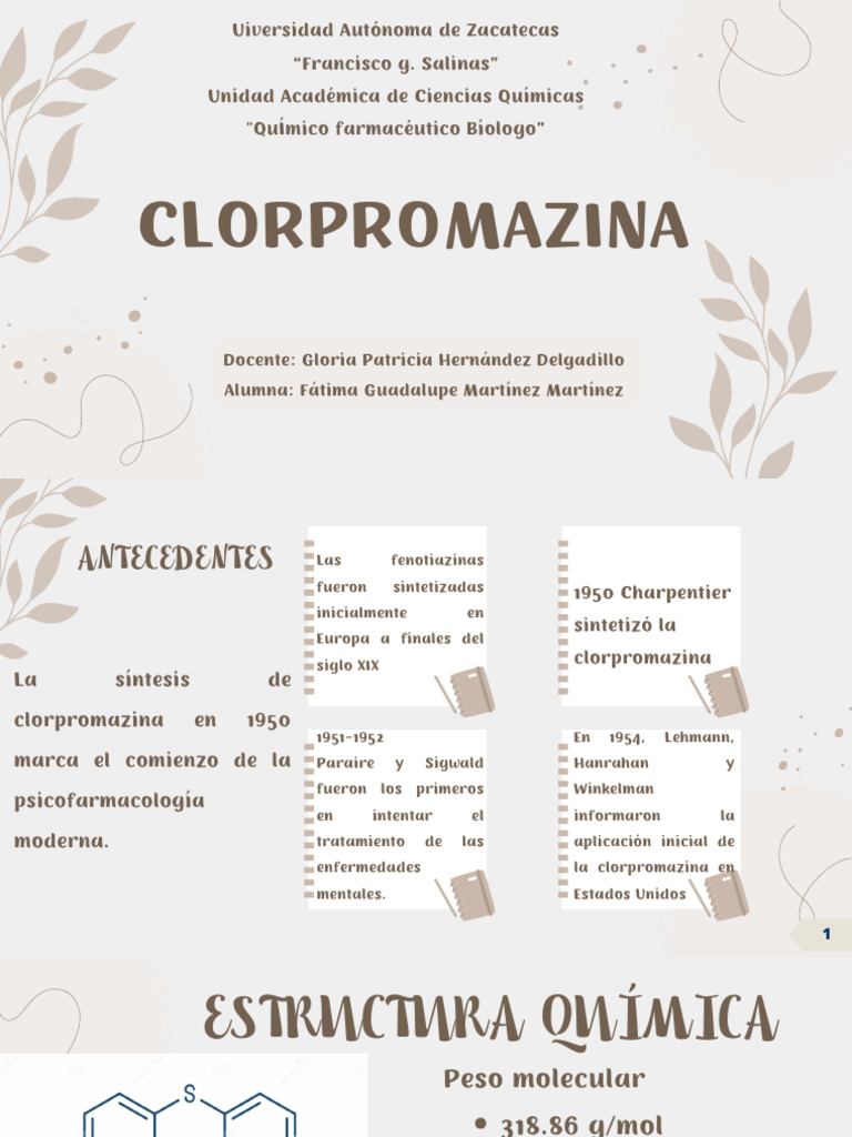 Clorpromazina: Uso y Efectos Adversos | PDF | Drogas | Farmacología