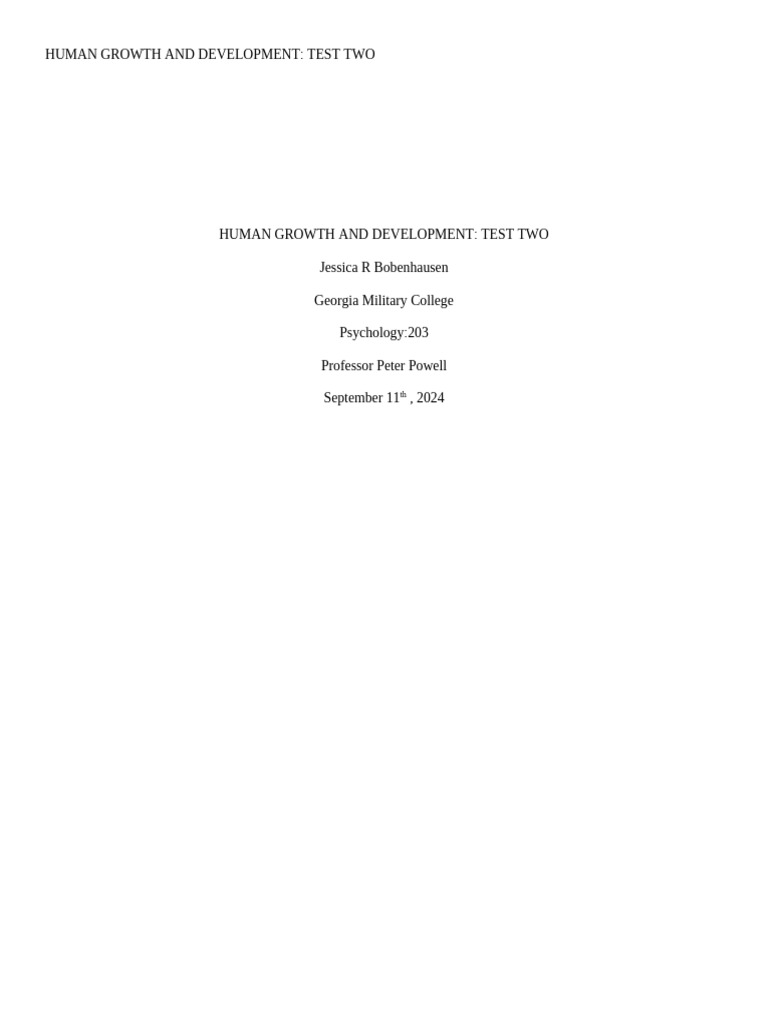 Human Growth and Development Test Two new neww 1 | PDF | Neuron | Synapse