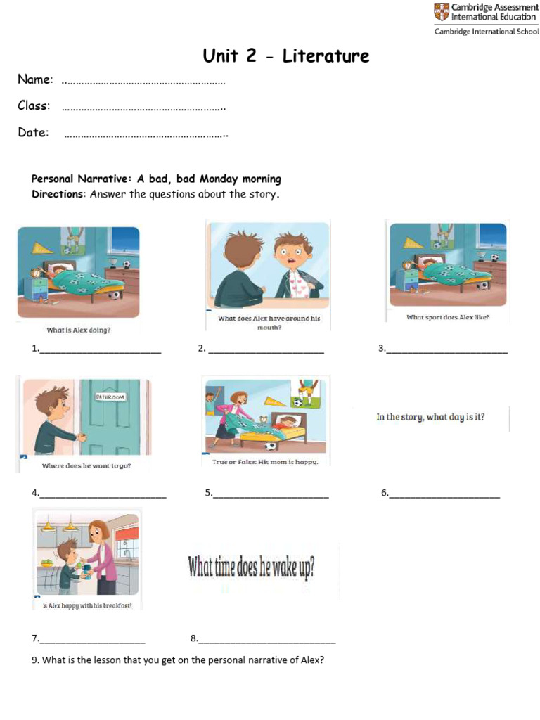 Printable Worksheet UNIT 2-LITERATURE | PDF