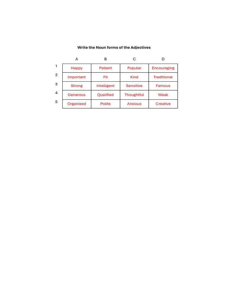 Gram Quiz Adj and N Suffixes | PDF
