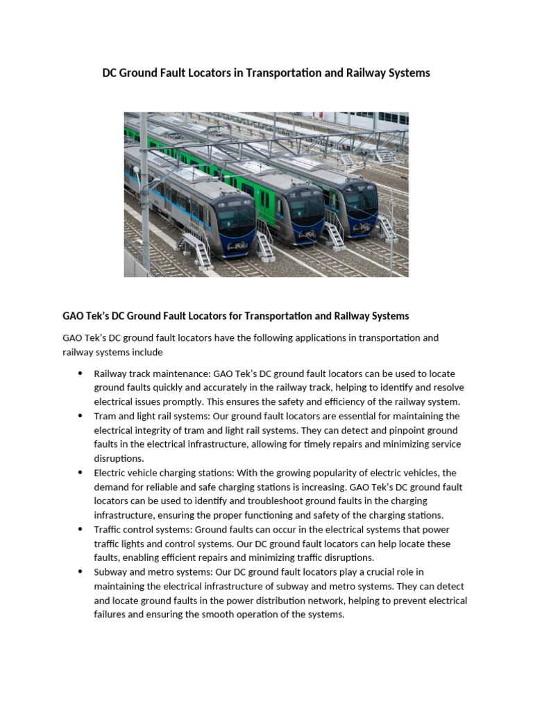 DC Ground Fault Locators in the Transportation and Railway Systems- 6 ...