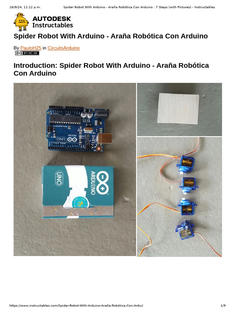 Spider Robot With Arduino Araña Robótica Con Arduino 7 Steps With Pictures Instructables