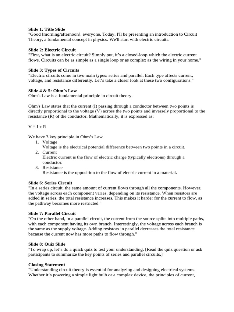 Script Mock Teaching Electronic | PDF | Series And Parallel Circuits ...