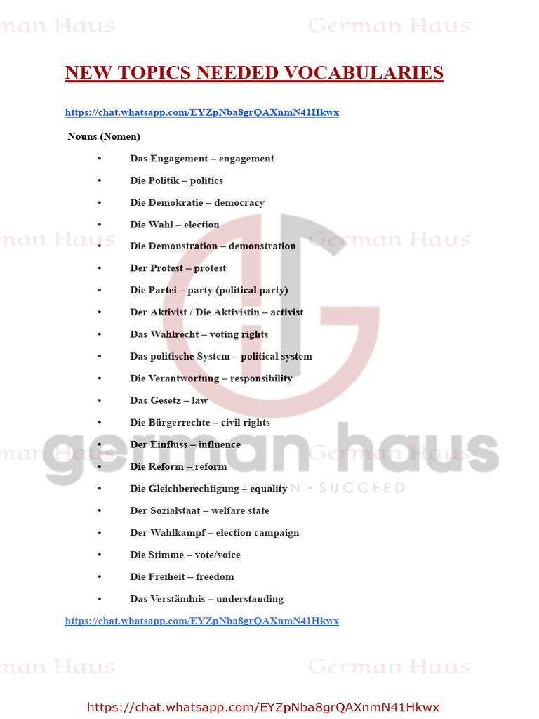 B2 VOCABULARIES (NEW TOPICS) by German Haus | PDF | Adjective