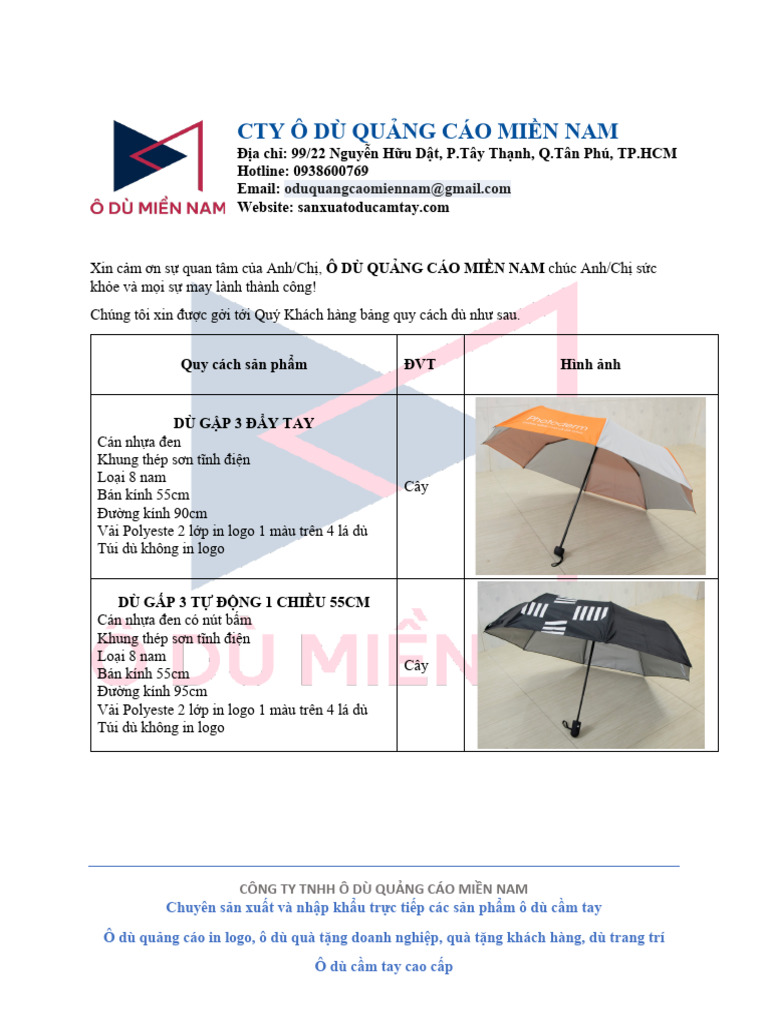 B NG Quy Cách Dù | PDF