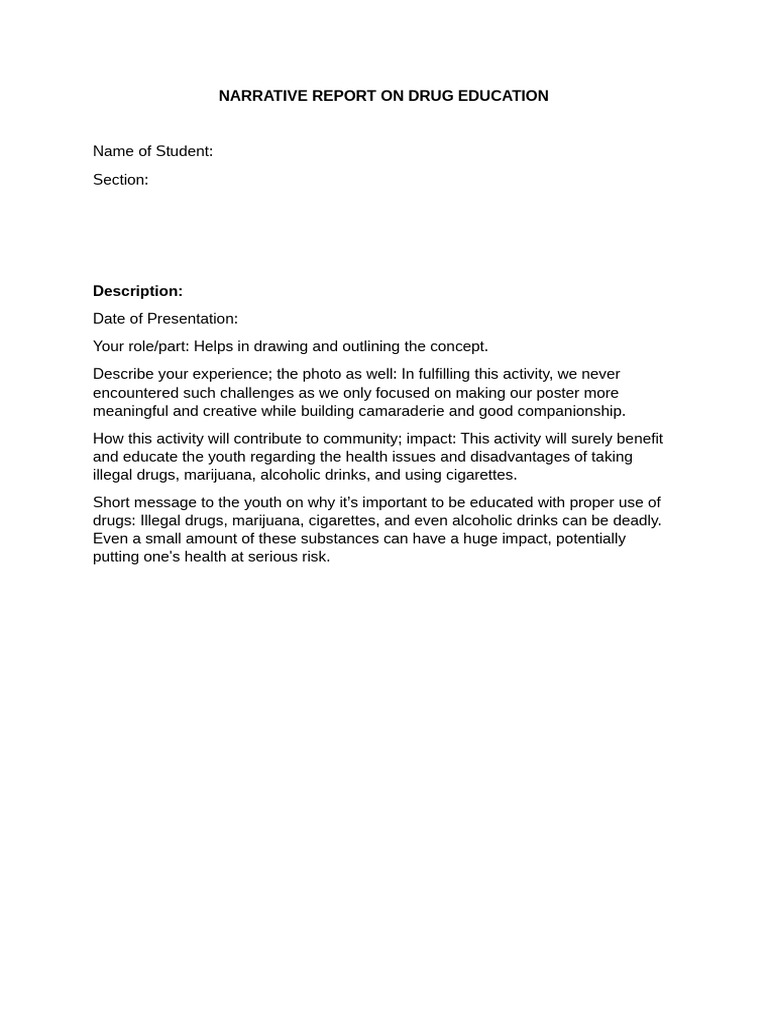 Narrative Report - Copy | PDF