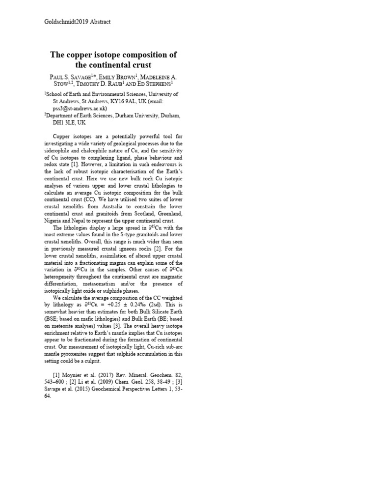 The Copper Isotope Composition of The Continental Crust | PDF | Crust ...