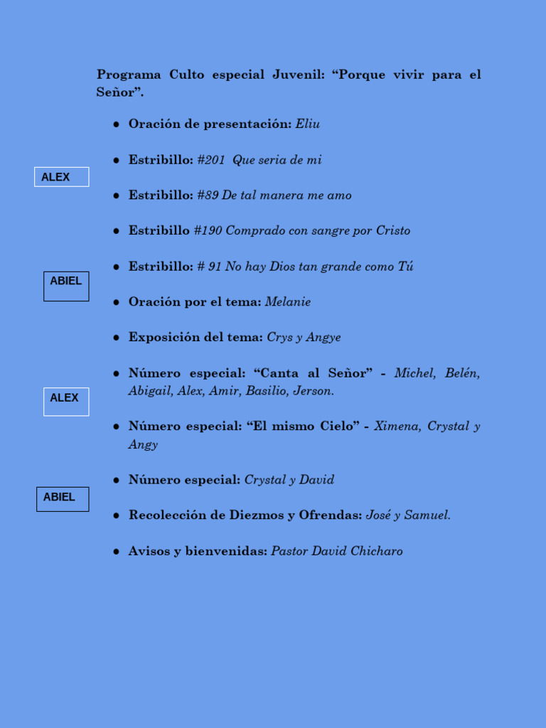 1 Programa Culto Especial Juvenil | PDF