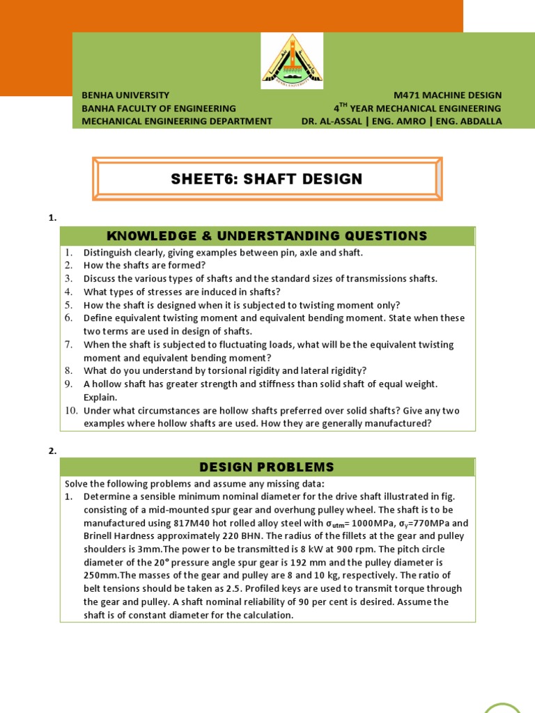 Sheet 6 | PDF | Gear | Axle