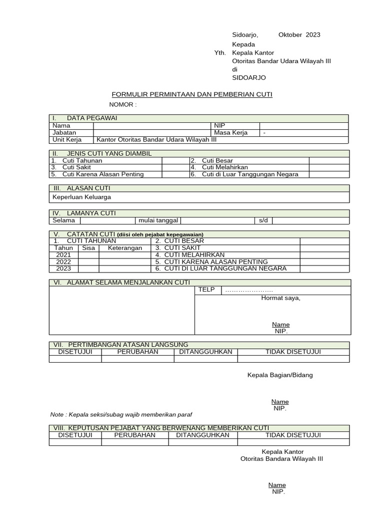 Form Cuti | PDF