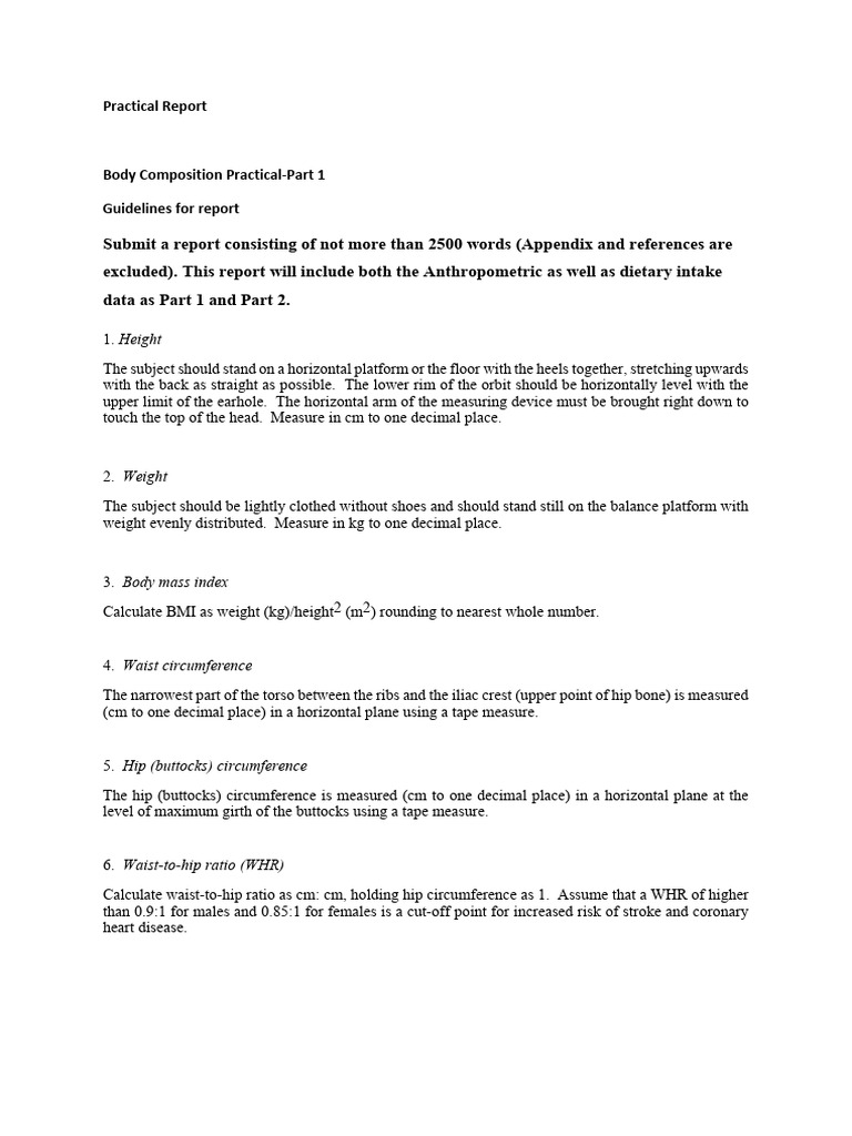 Practical Report Guidelines | PDF | Body Mass Index | Human Body