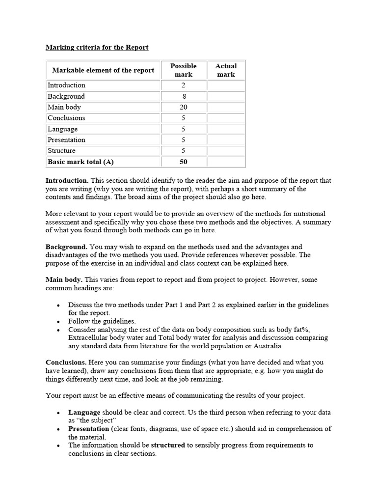 Report Marking Criteria Overview | PDF | Data | Learning