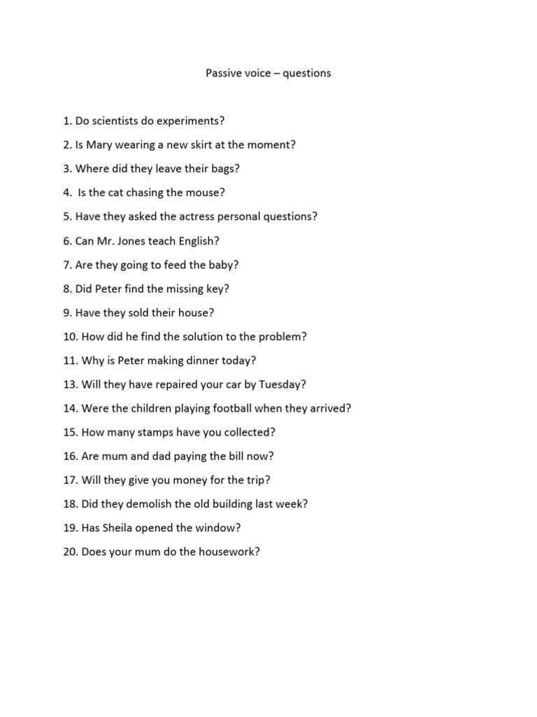 Passive Voice Question Examples | PDF