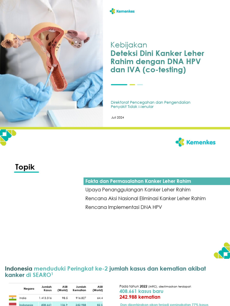 Kementerian Kesehatan - Kebijakan Penanggulangan Kanker Leher Rahim | PDF
