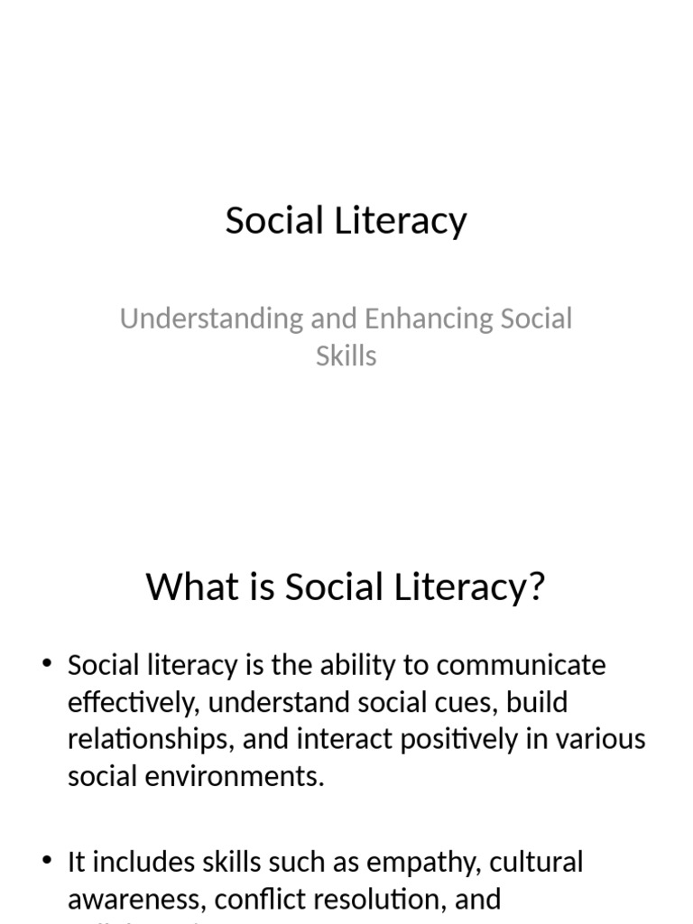 Social Literacy Presentation Detailed | PDF