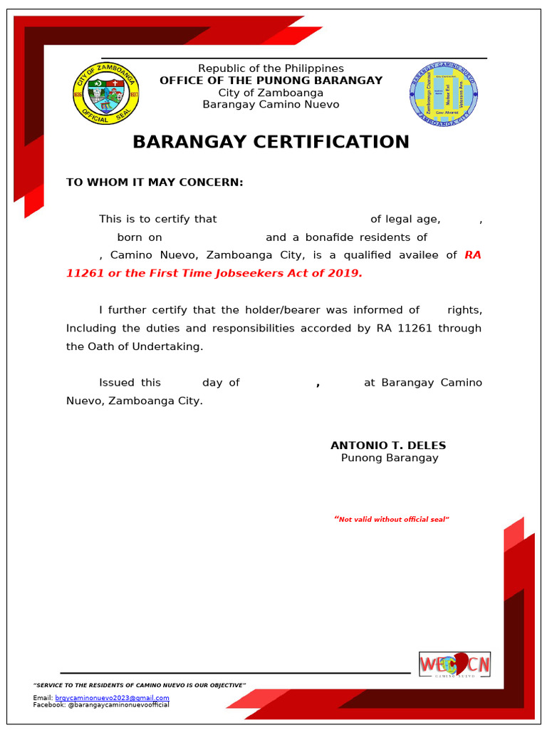 CERTIFICATE of First Time Job Seekers (STEPHEN) | PDF