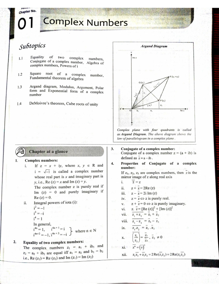 Maths 11th MHT-CET Chap 1 Complex No. | PDF