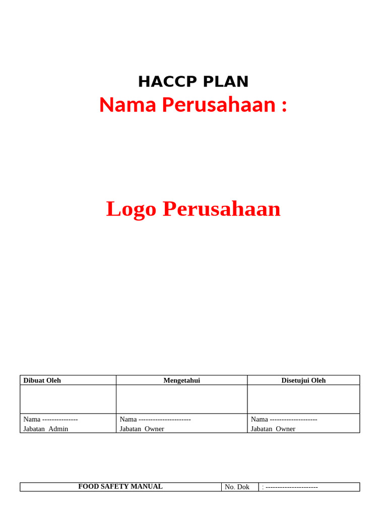 1. DOKUMENTASI HACCP - Rev 18022025 | PDF