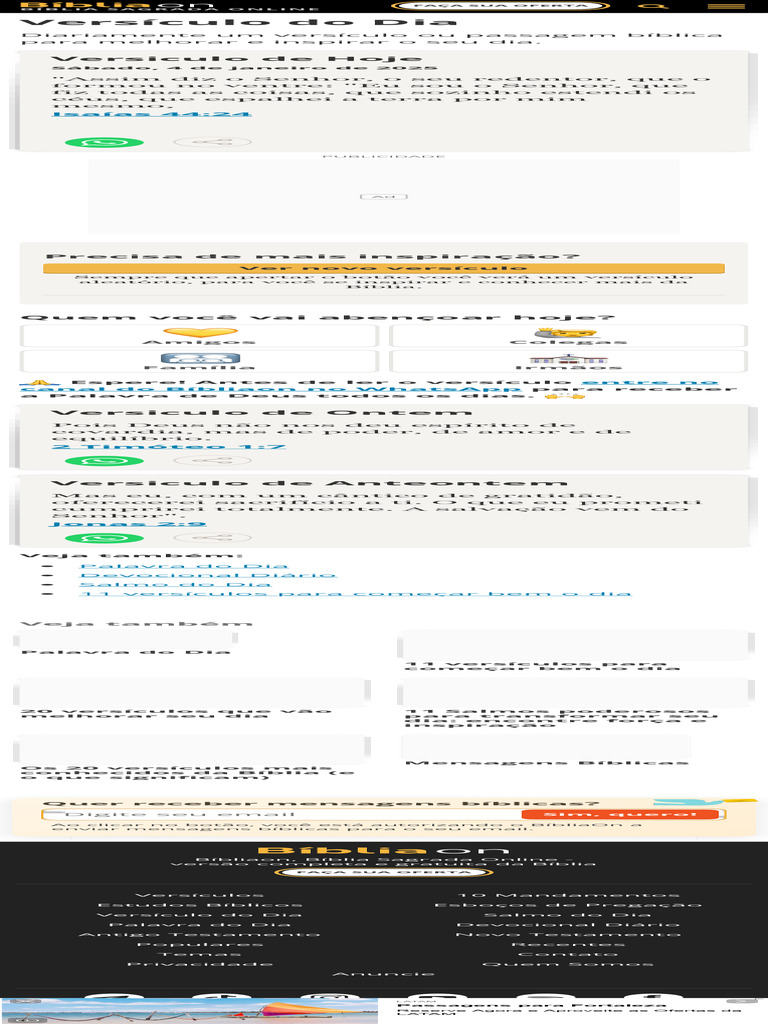 Versículo Do Dia - Bíblia | PDF | Bíblia | Salmos