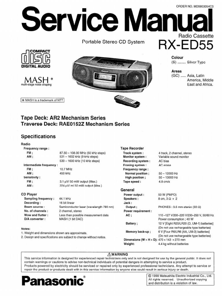 Panasonic RX-ED55 md9803054c3 | PDF