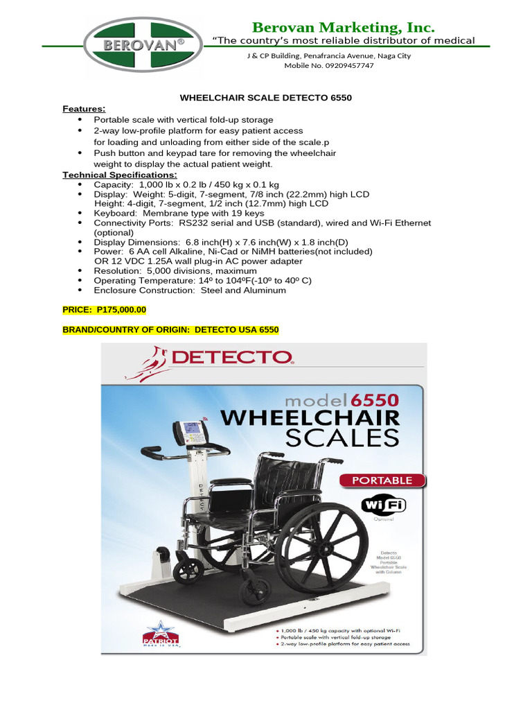 Wheelchair Scale 6550 specs | PDF