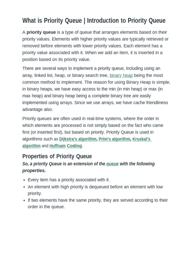What Is Priority Queue - Introduction To Priority Queue | PDF | Queue ...