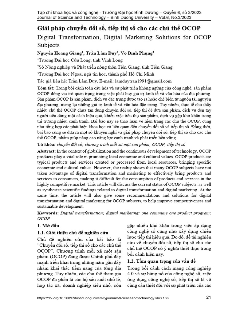 JST-BDU-164-Giai Phap Chuyen Doi So Tiep Thi So Cho Cac Chu The OCOP | PDF