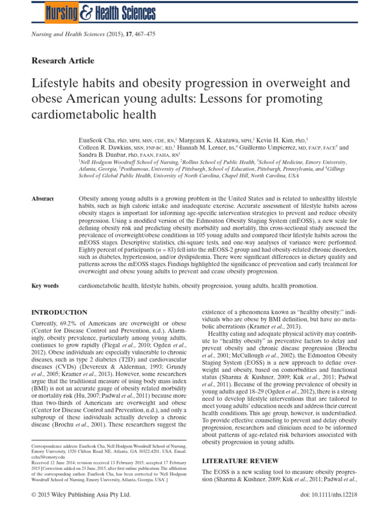 Nursing Health Sciences - 2015 - Cha - Lifestyle Habits and Obesity ...