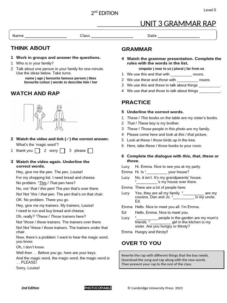 Family Grammar Rap Activity Guide | PDF | Morphology | Languages