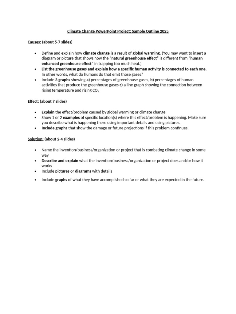 Climate Change PowerPoint Outline 2025 | PDF