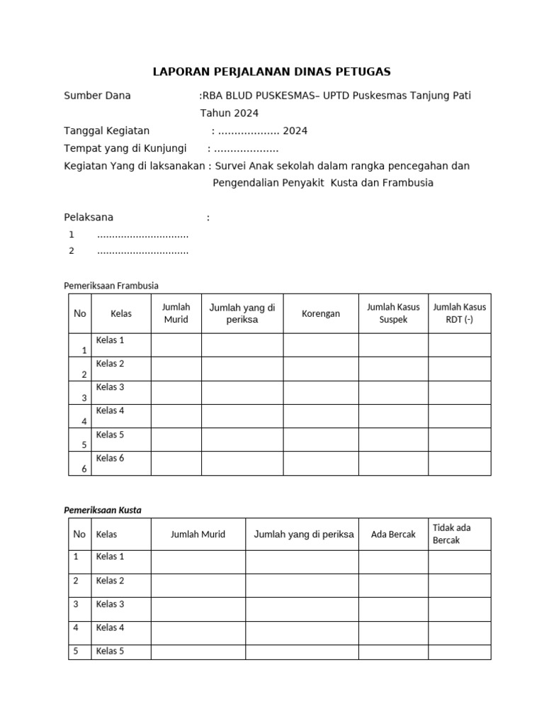 Laporan Hasil Kegiatan Kusta Dan Frambusia Di Sekolah | PDF