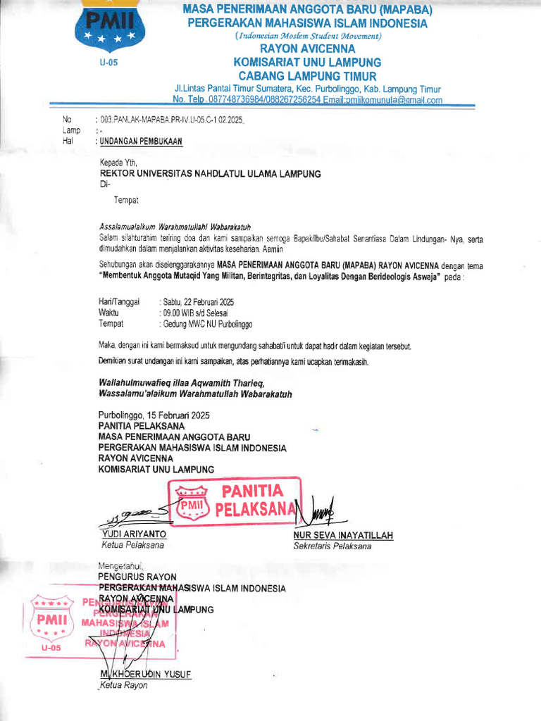 Undangan Pembukaan PMII | PDF