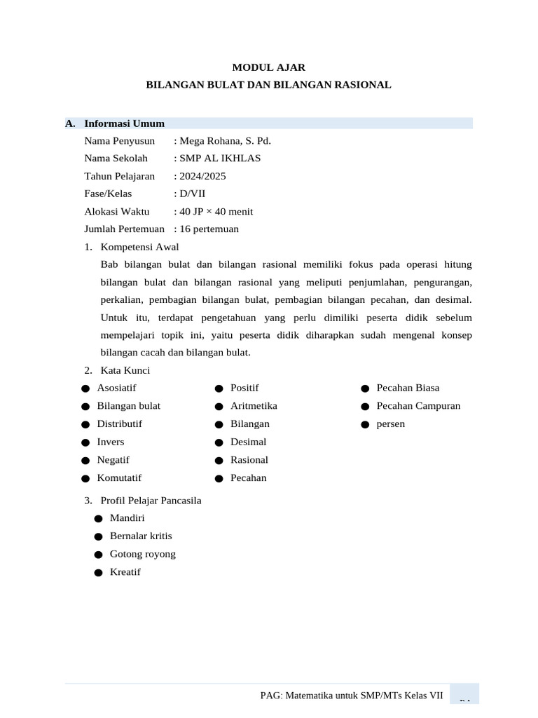Modul Ajar Mega | PDF