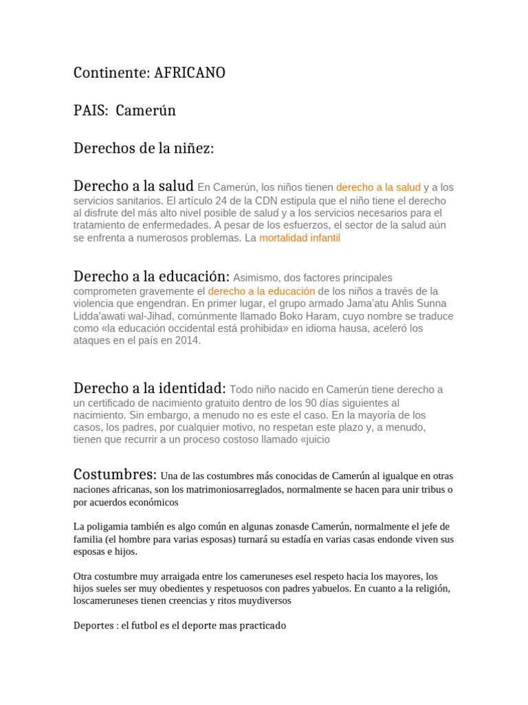 Continente | PDF | Camerún | África