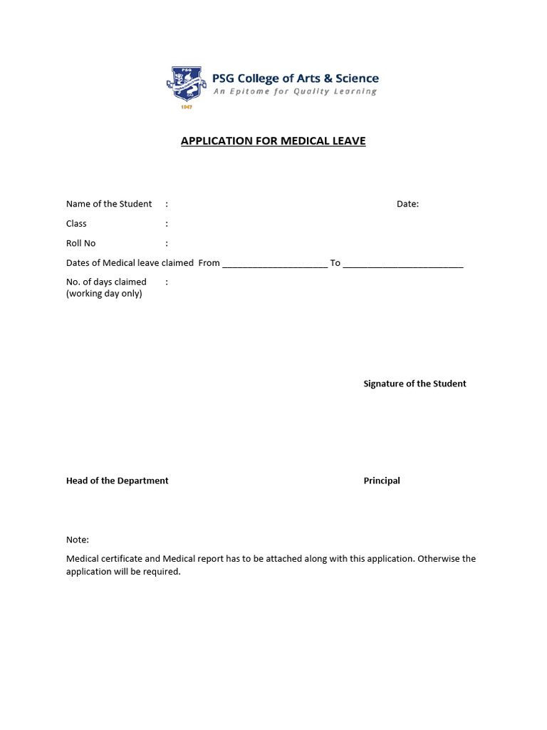 Medical Leave Application Form | PDF