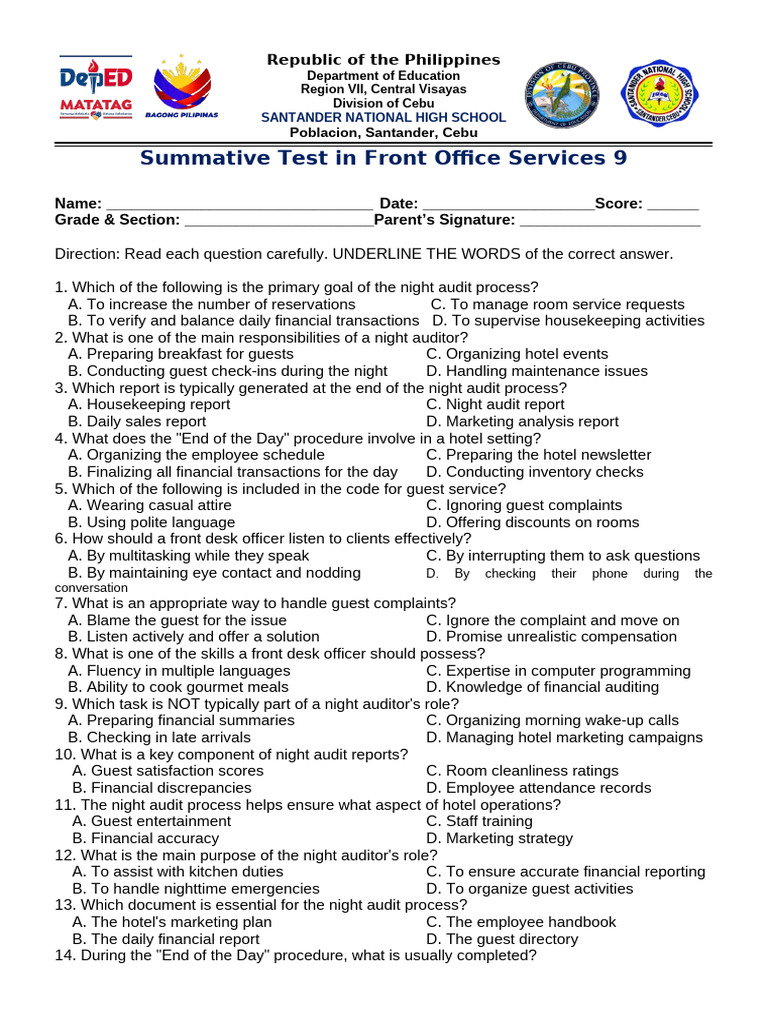 Night Audit Process in Front Office Services | PDF | Audit
