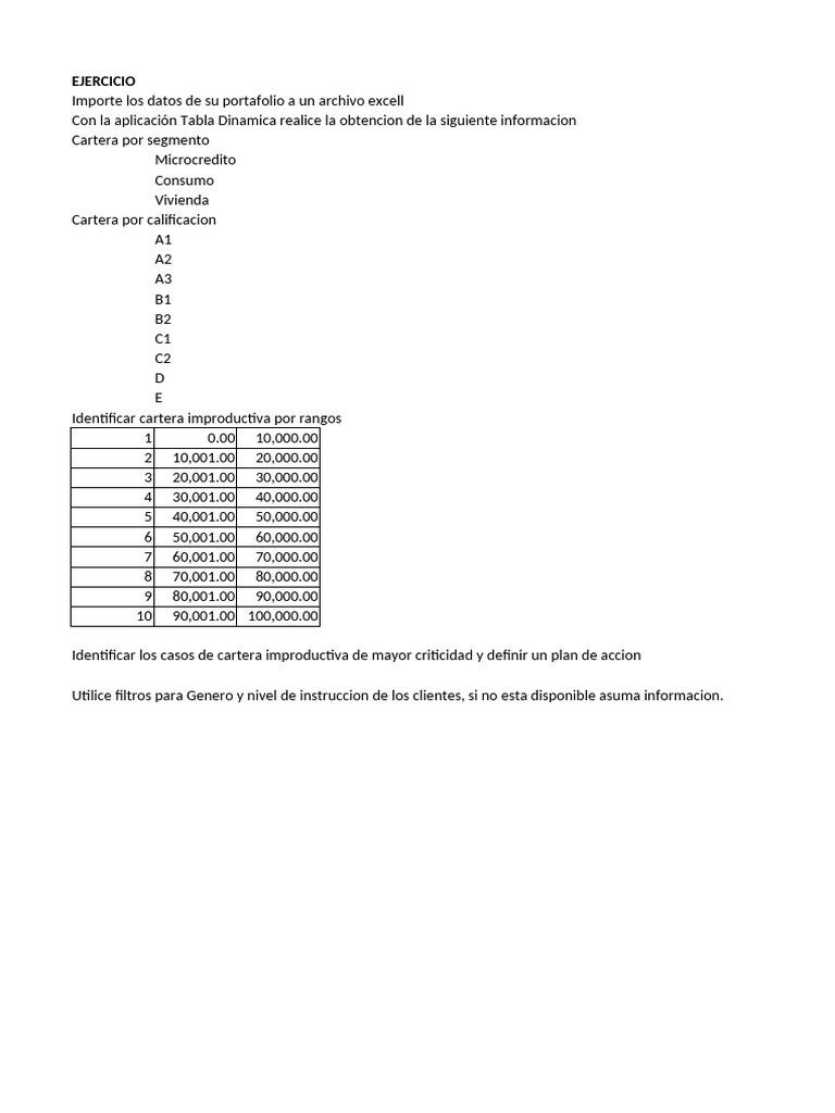 Análisis de Cartera en Excel | PDF
