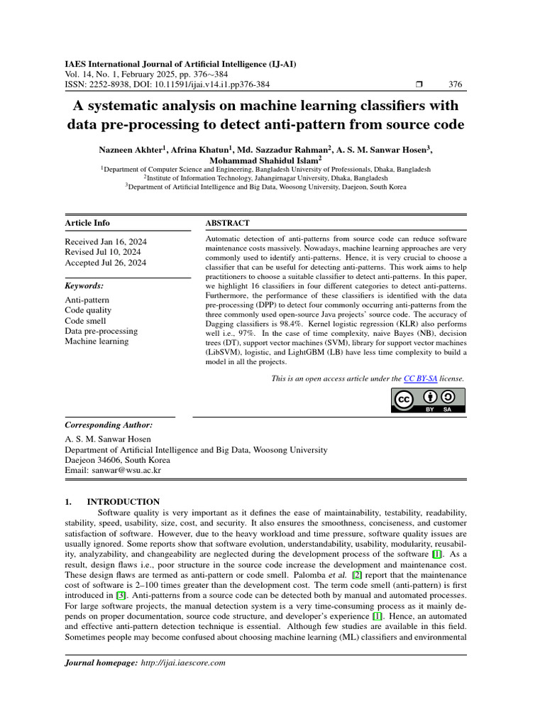 Asystematic Analysis On Machine Learning Classifiers With Data Pre-Processing To Detect Anti ...